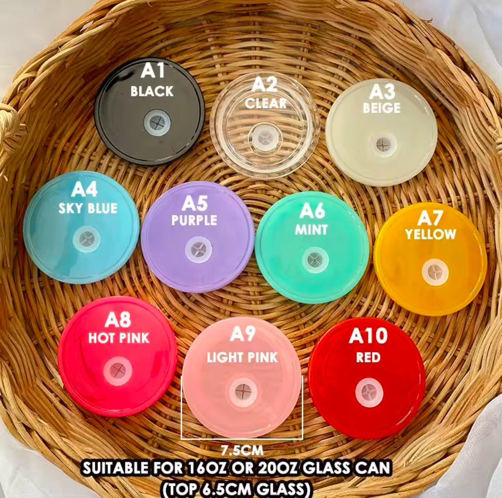 Coloured Lid 16oz Libbey Glass Cans LID ONLY | Extra Lids | Replacemen ...